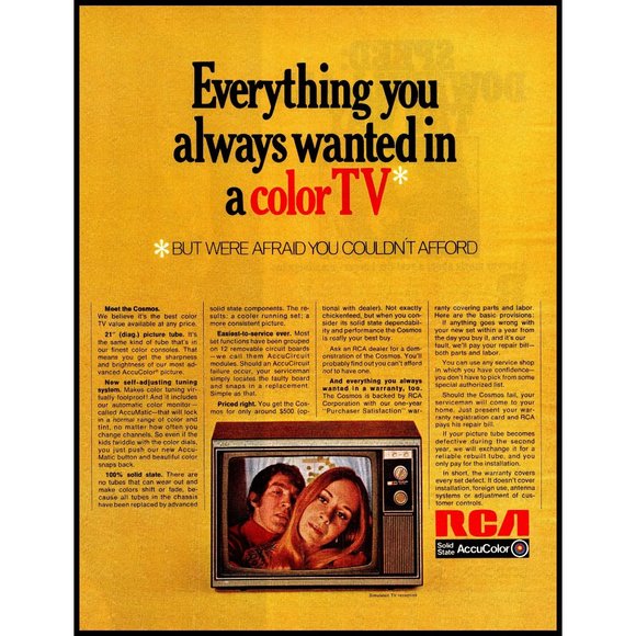 RCA | Art | 971 Rca Accucolor Tv Television Vintage Print Ad 7s High ...